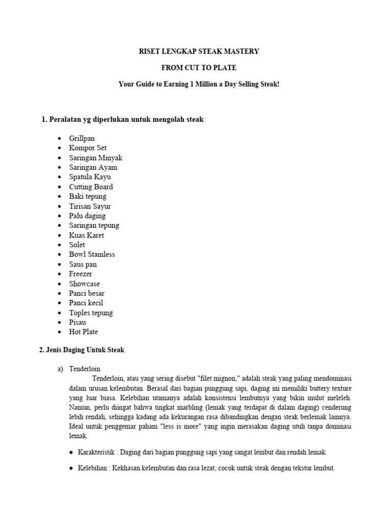 Riset Lengkap Materi Steak Mastery Fix | PDF
