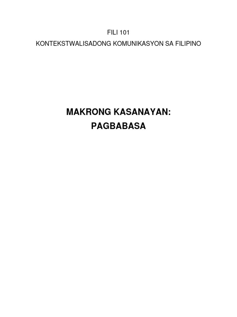 Makrong Kasanayan Sa Pagbasa | PDF
