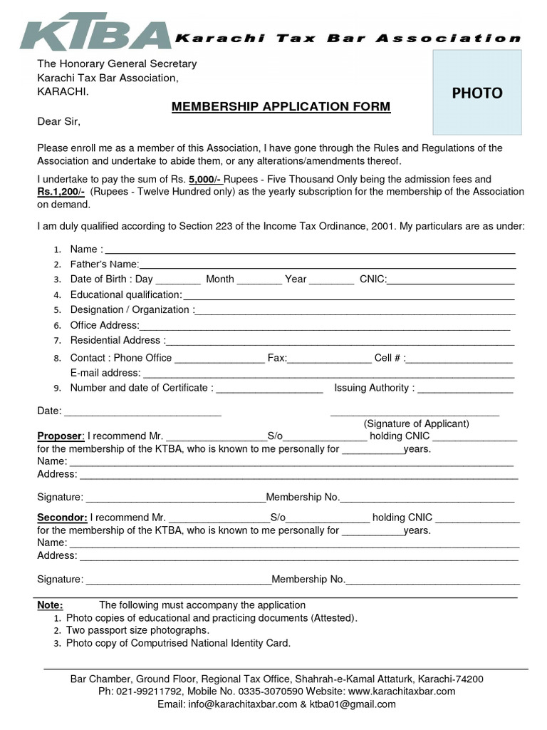 Membership Form Ktba | PDF