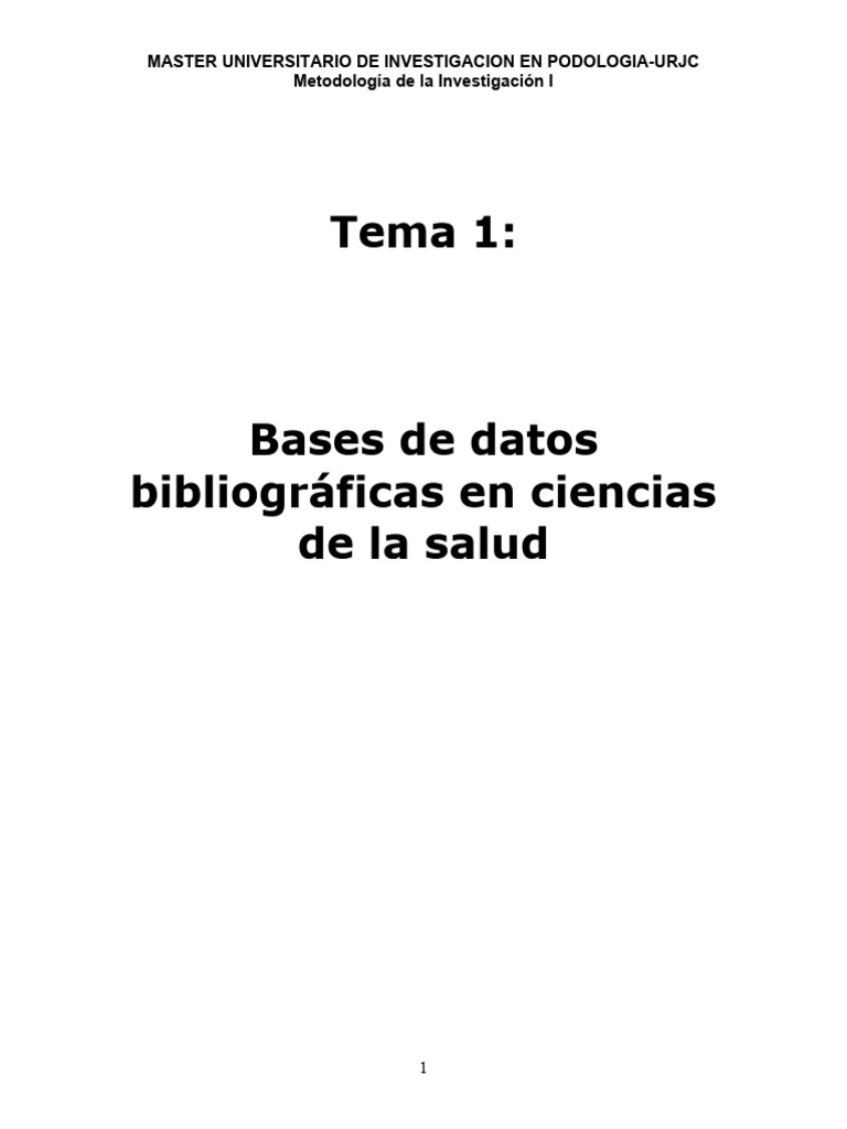 Bases de Datos en Ciencias de la Salud | PDF | Información | Método científico