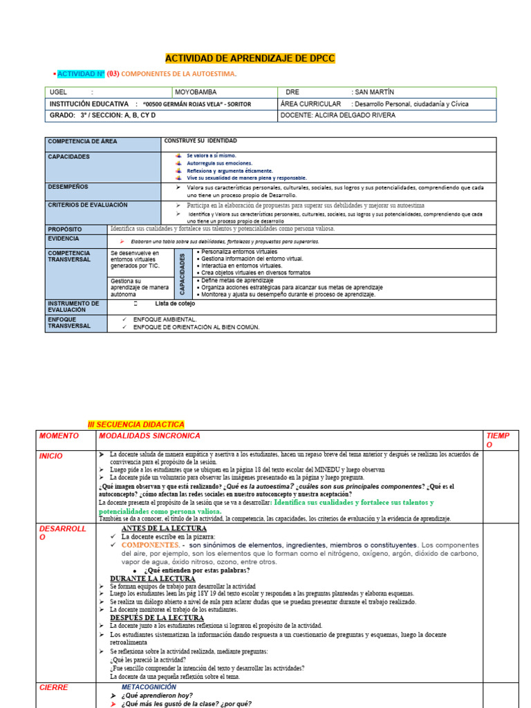 Secion de DPCC 03 | PDF | Evaluación | Aprendizaje