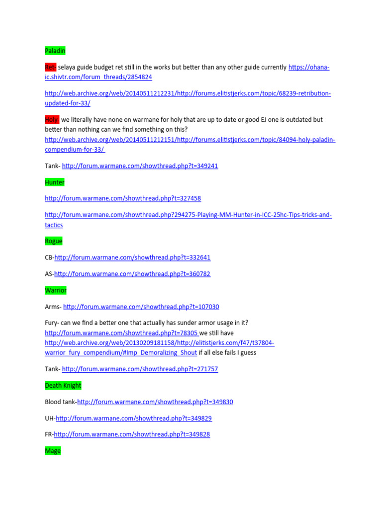 Guides For All Specs and Classes Updated 1 | PDF