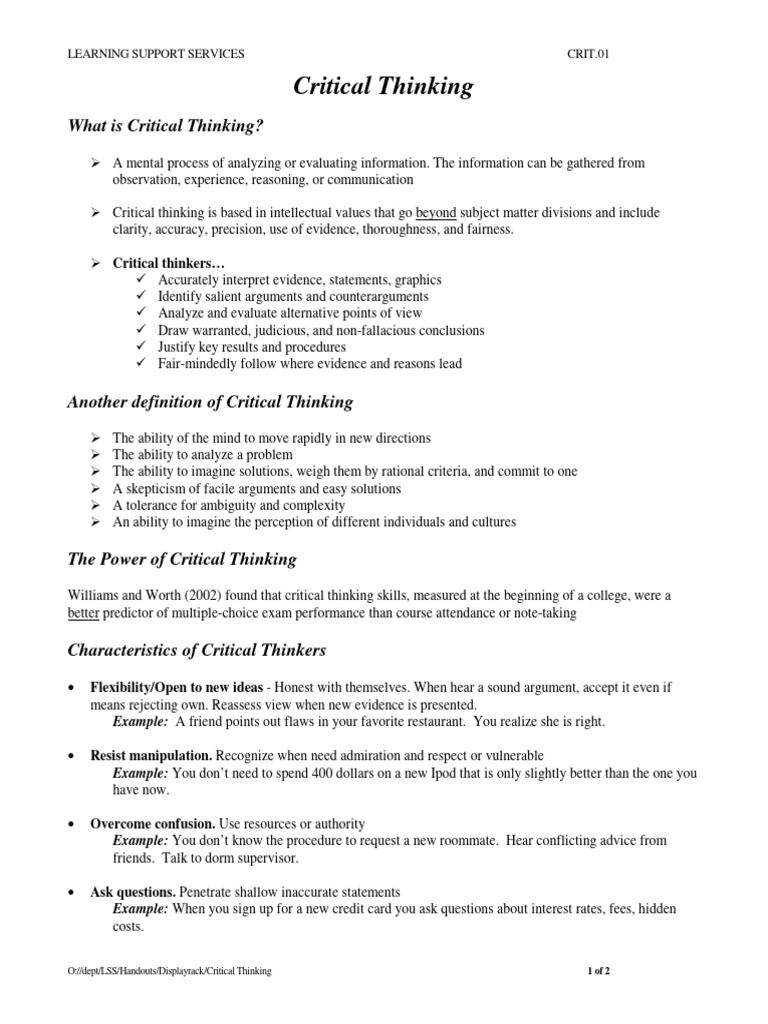 Critical Thinking | Download Free PDF | Critical Thinking | Thought