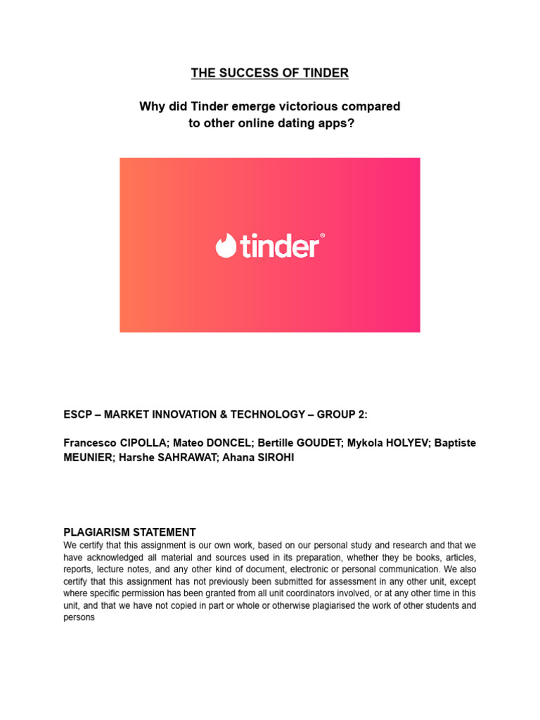 Tinder - Group 2 | PDF | Tinder (App) | Facebook