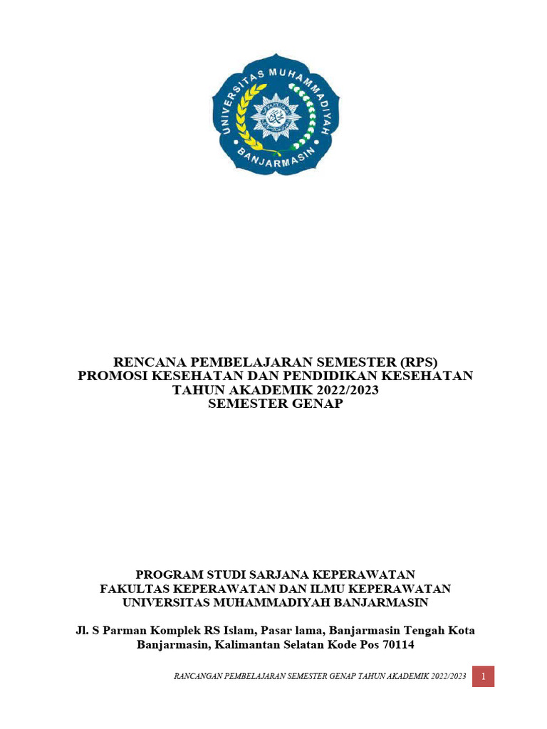 RPS Obe Promkes Dan Penkes S1 Kep Ta 2022-2023 Sem 2 | PDF | Karier & Perkembangan