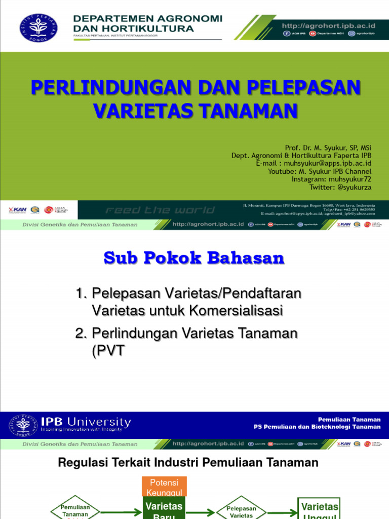 Perlindungan & Pelepasan Varietas Tanaman | PDF