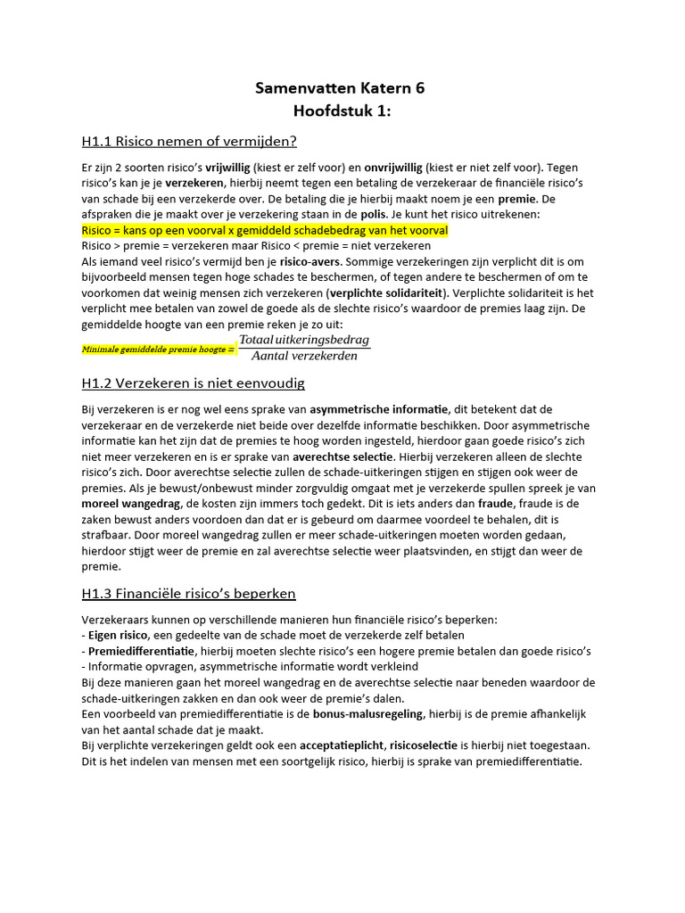 Samenvatten Katern 6 | PDF