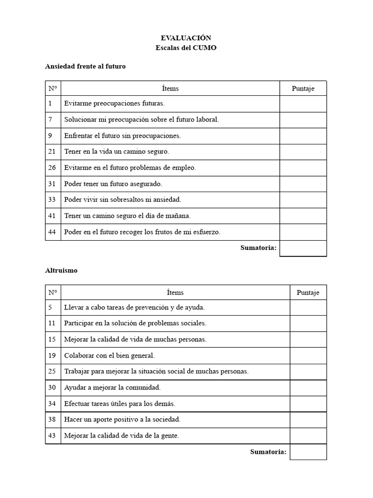 Evaluación - Cumo | PDF