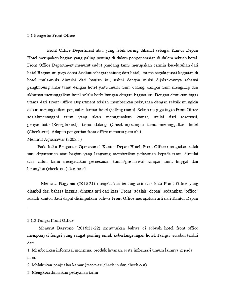 Front Office | PDF | Karier & Perkembangan | Bisnis