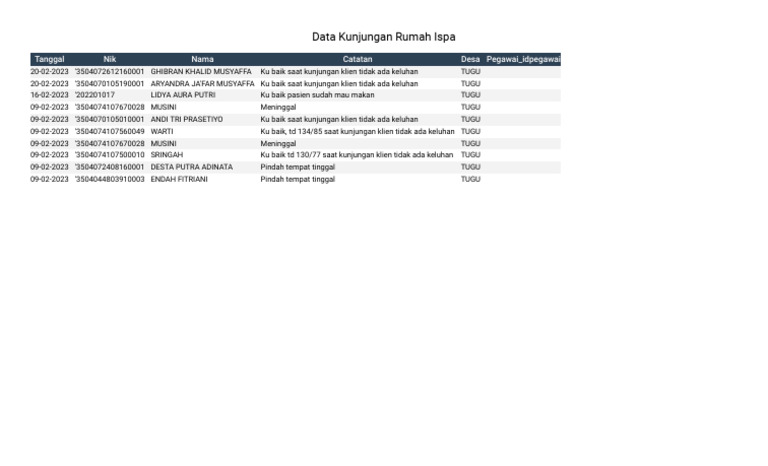 Data Kunjungan Rumah Ispa | PDF