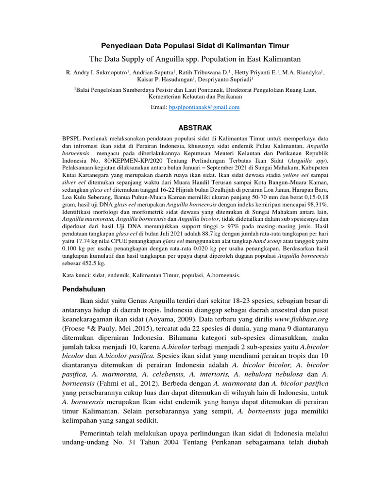 Data Populasi Sidat Kalimantan Timur | PDF | Ilmu Sosial | Sains & Matematika