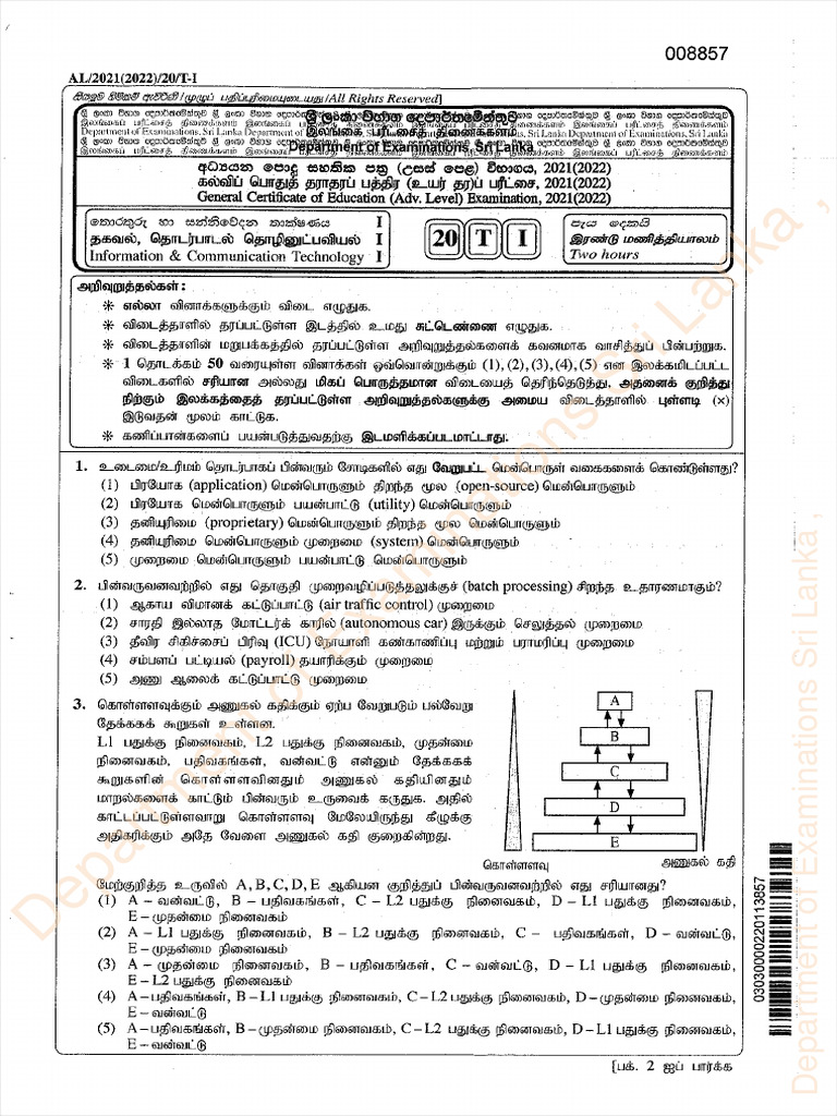 A/L ICT Past Papers 2021 English Medium | PDF