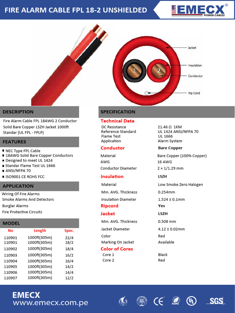 Cable FLP 2X18 LSZH | PDF | Electrical Conductor | Electrical Wiring