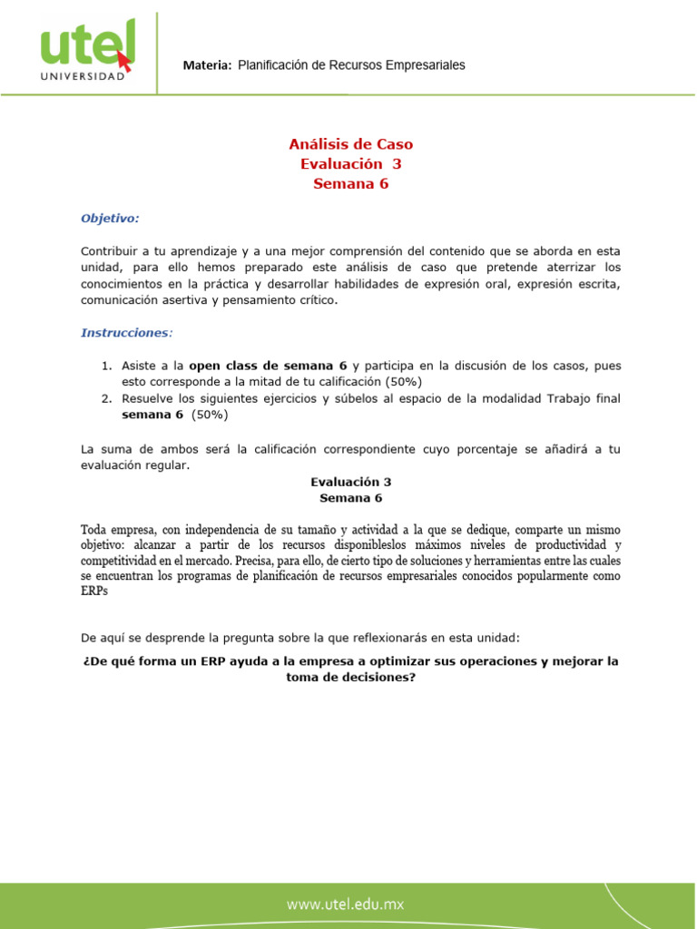 Caso Práctico 3 Planificación de Recursos Empresariales | PDF | Planificación de recursos ...