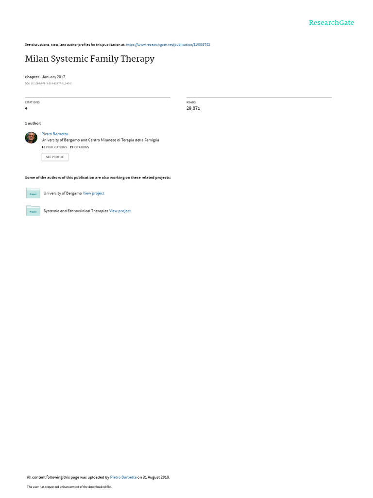 Milan Systemic Family Therapy | PDF | Psychotherapy | Family Therapy