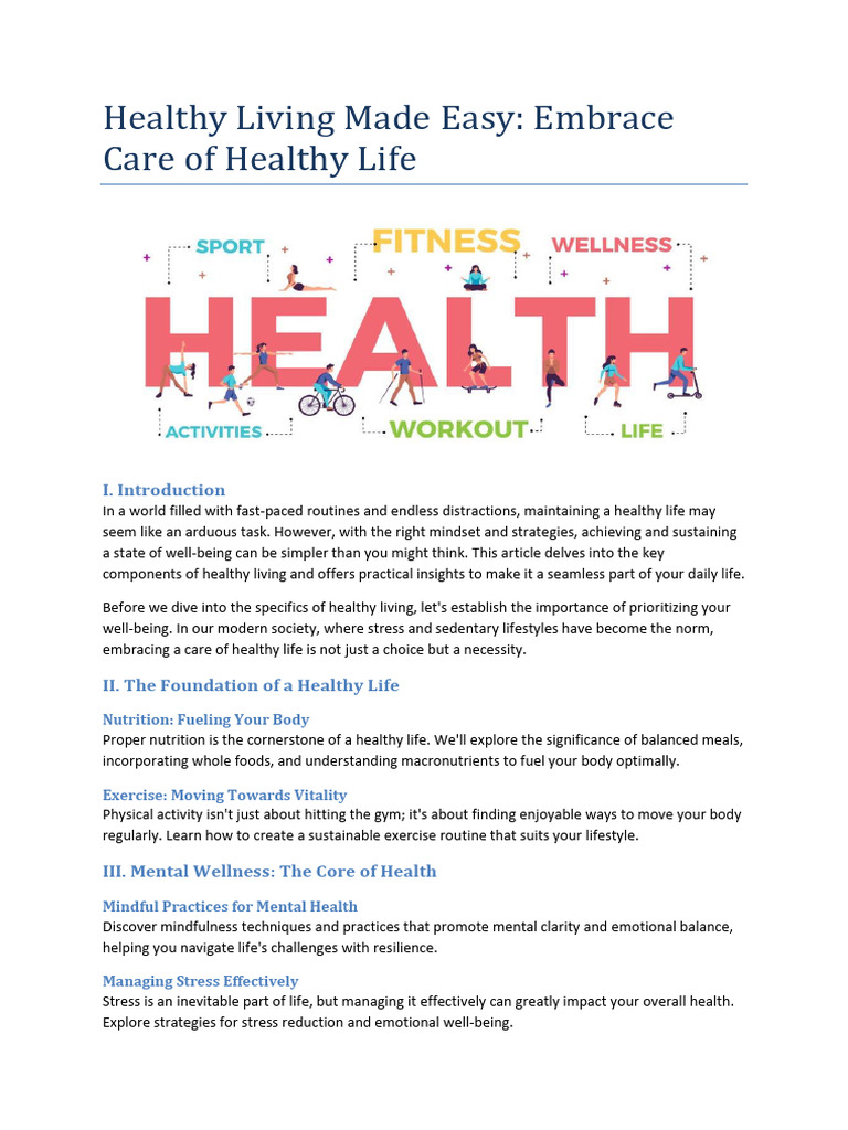 Healthy Living Guide: Easy Steps | PDF | Mental Health | Psychology