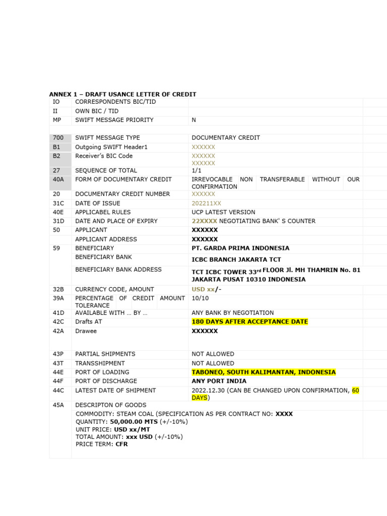 Final Usance LC Draft - Monetizing | PDF | Letter Of Credit | Service ...