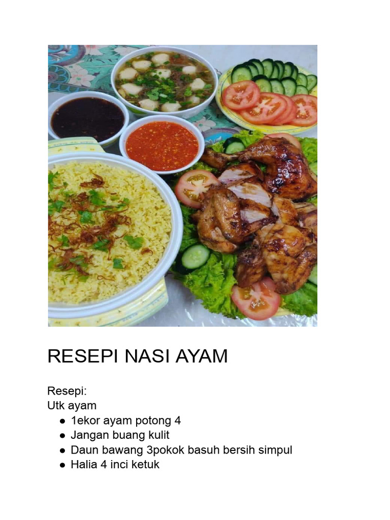 Resepi Nasi Ayam | PDF