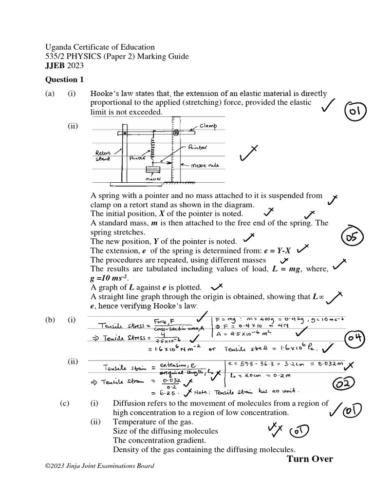 JJEB Marking Guide 2023 PHY Paper 2 | PDF