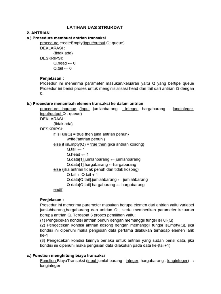 Jawaban Latihan Uas Strukdat | PDF