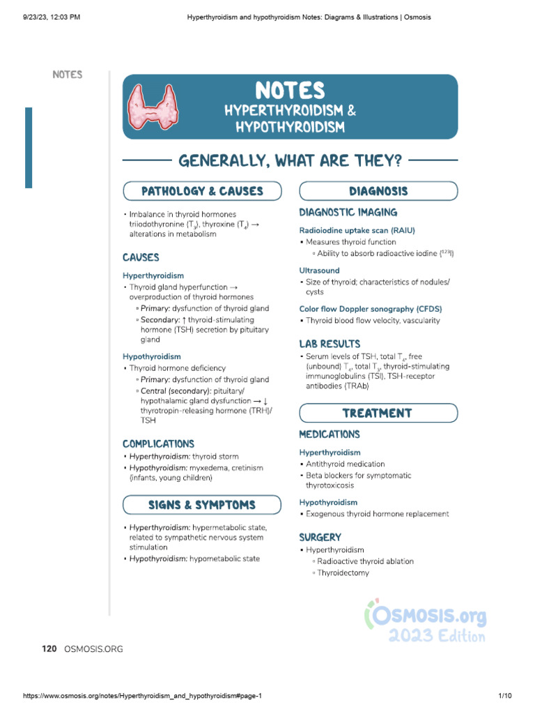 Hyperthyroidism And Hypothyroidism Notes Diagrams And Illustrations