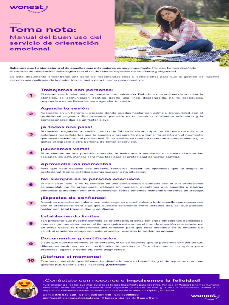 Manual de Uso del Servicio Wonest | PDF | Sicología