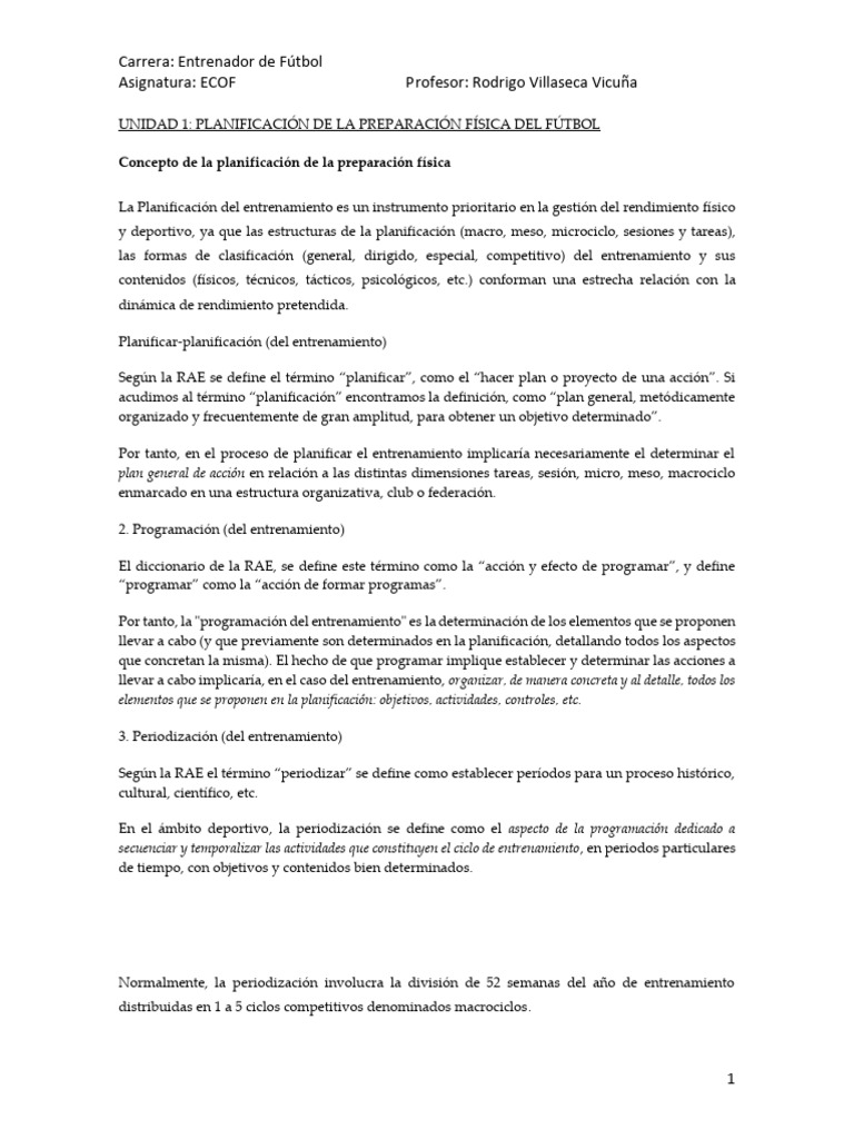 Planificaci N en F Tbol | PDF