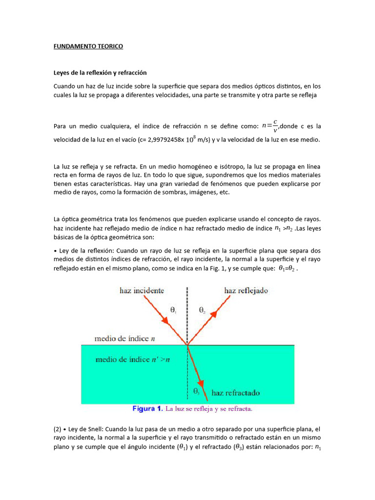 Reflexión y Refracción de Luz: Leyes y Experimentos | PDF | Refracción ...