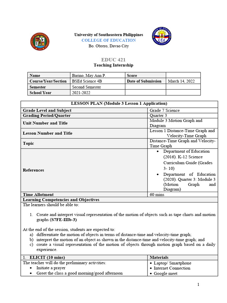 Distance-Time Graphs for Grade 7 Science | PDF | Acceleration ...
