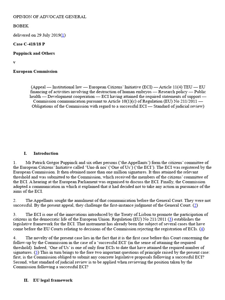 Ok C‑418-18 Puppinck (AG) | PDF