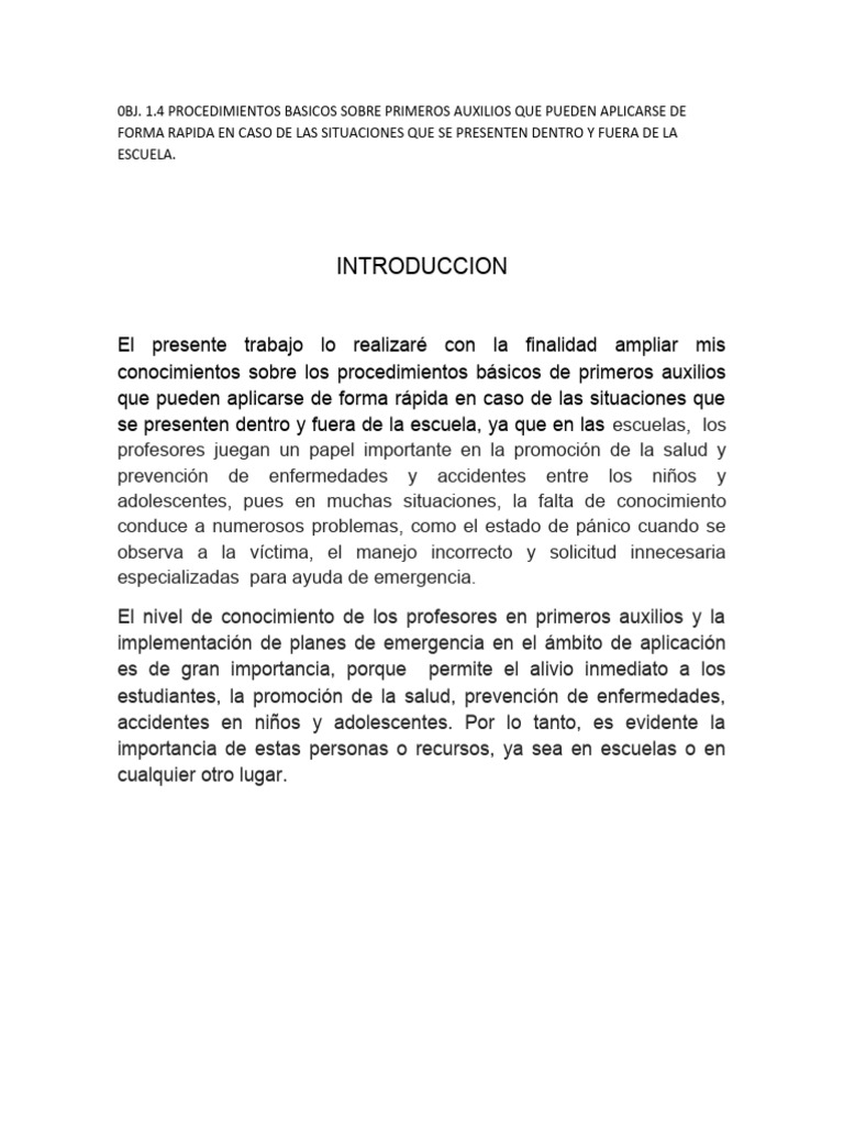 0BJ 1.4 Primeros Auxilios Educ Fisica | PDF | Primeros auxilios ...
