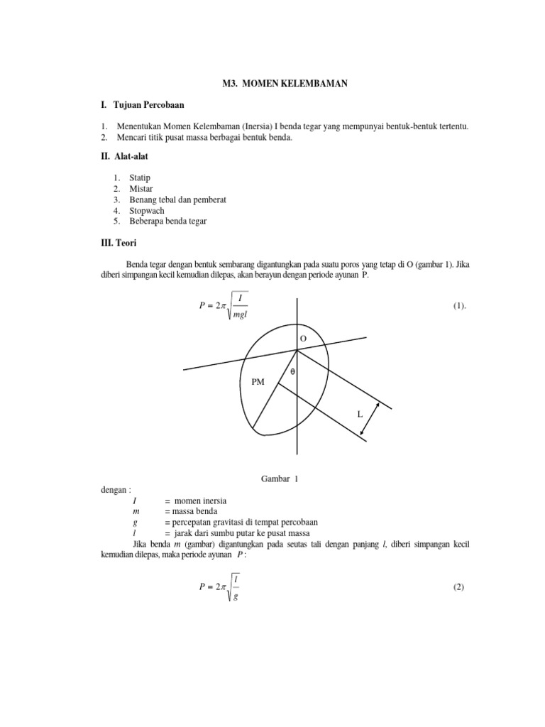 M3. Momen Kelembaman I. Tujuan Percobaan | PDF