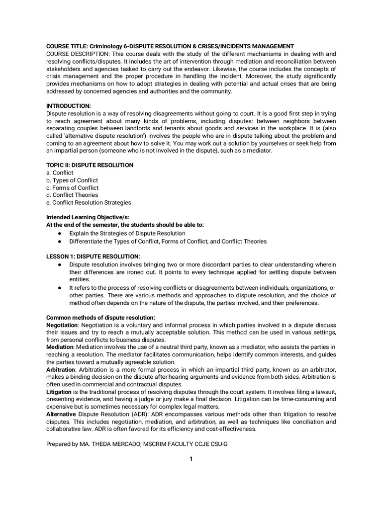Dispute | PDF | Alternative Dispute Resolution | Mediation