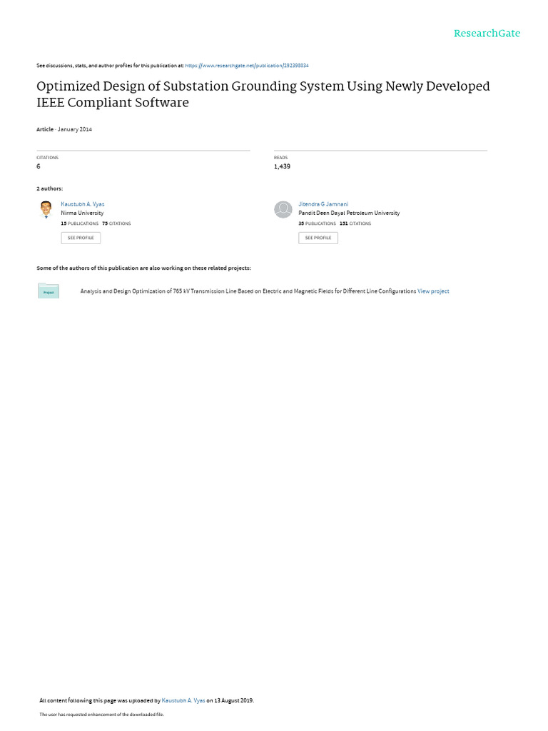Optimized Design of Substation Grounding System Us | PDF | Matlab | Electrical Substation
