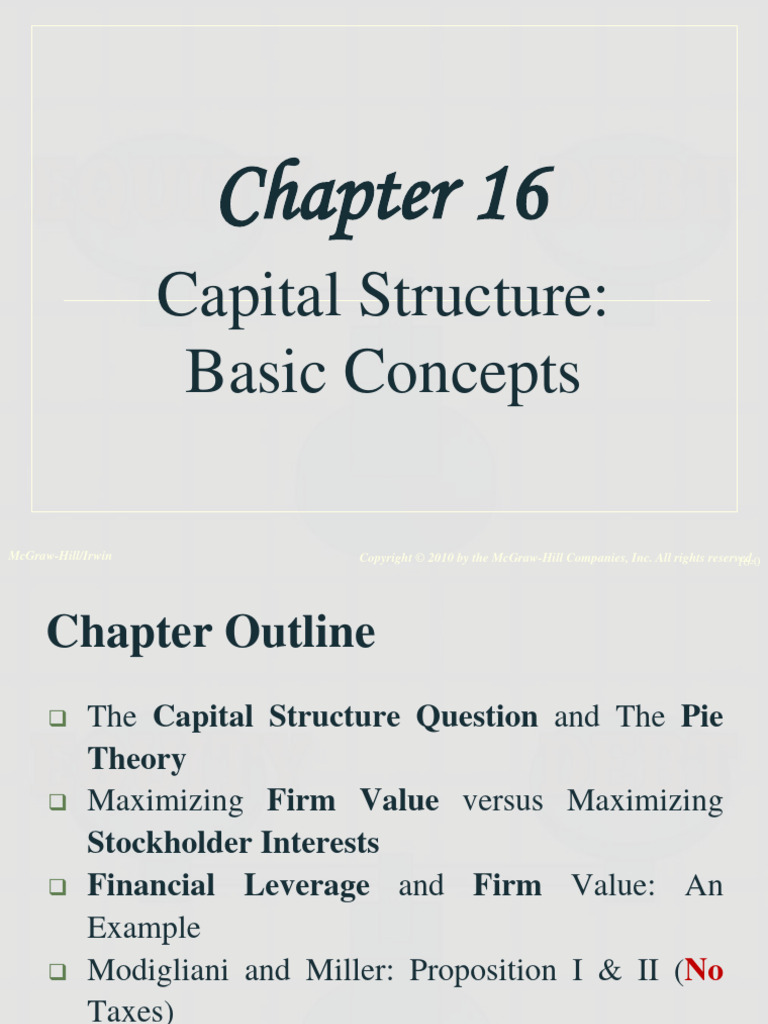 Chap 16 - Capital Structure - Basic Concepts | PDF | Capital Structure ...