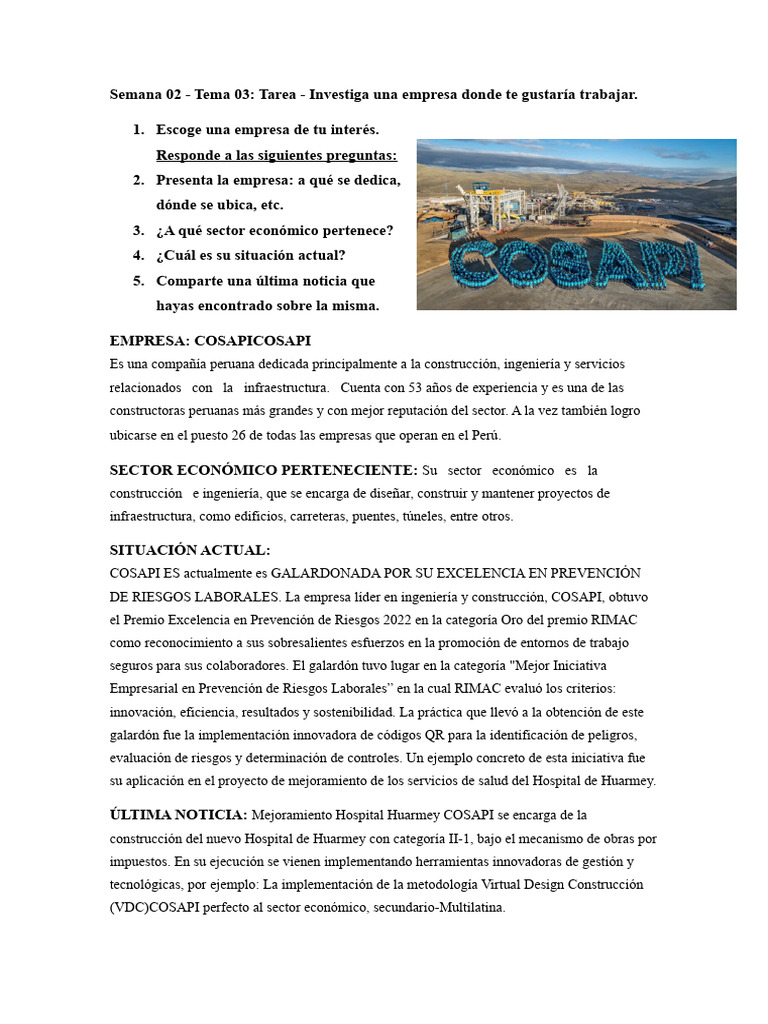 Semana 2 COSAPI | PDF