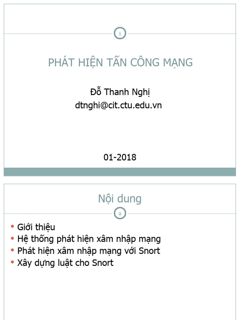 Phát Hiện Tấn Công Mạng: Đỗ Thanh Nghị dtnghi@cit.ctu.edu.vn | PDF