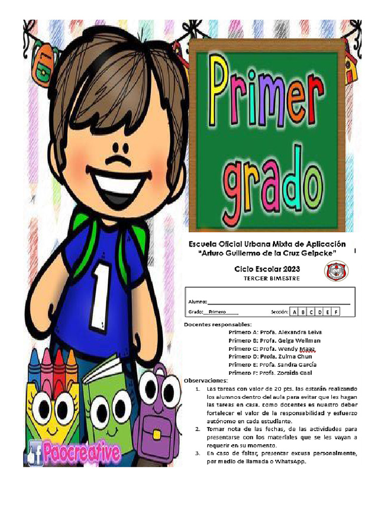 Folleto de Primer Grado Tercer Bim 2023 | PDF
