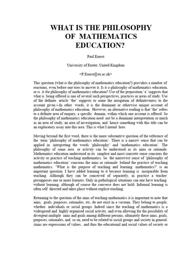 Philosophy of Education by Paul Ernest | PDF