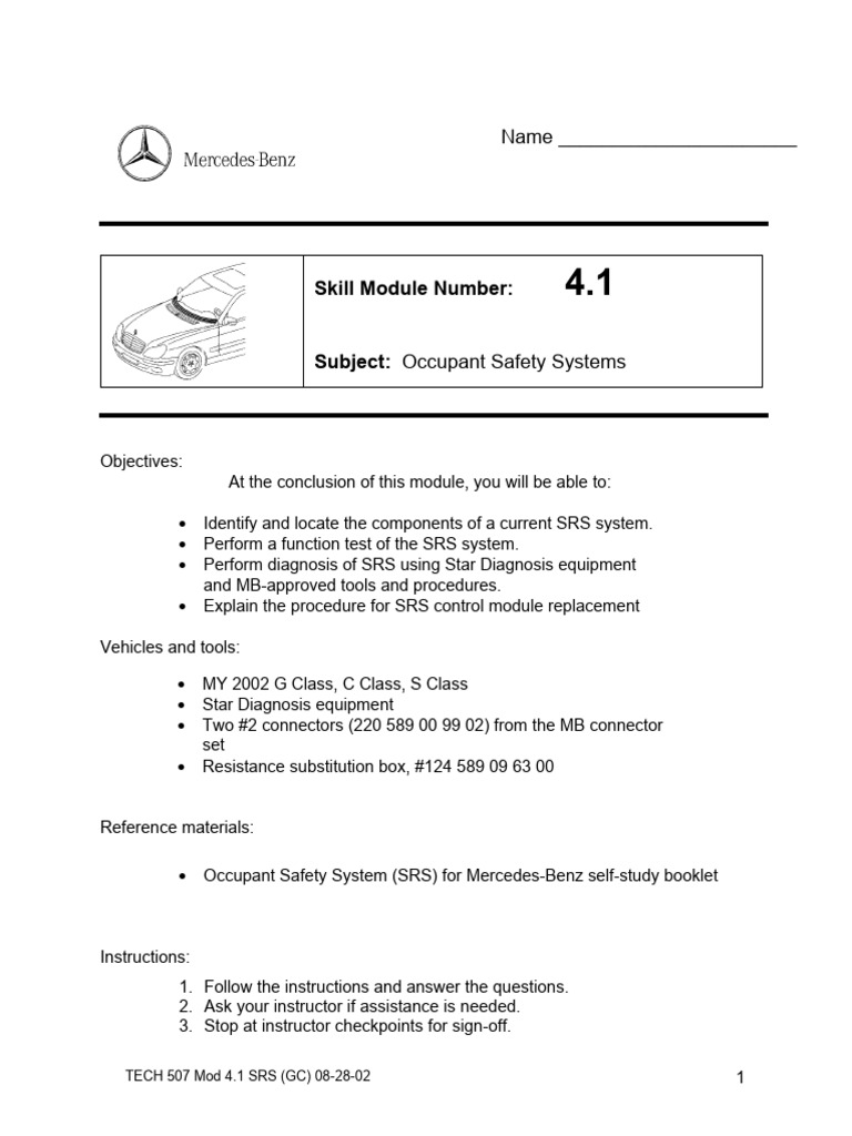 SRS System Training for Mercedes-Benz | PDF | Airbag | Electrical Connector