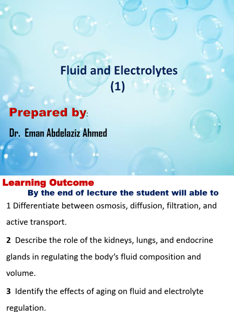 Fluid and Electrolyte Regulation Overview | PDF | Science & Mathematics