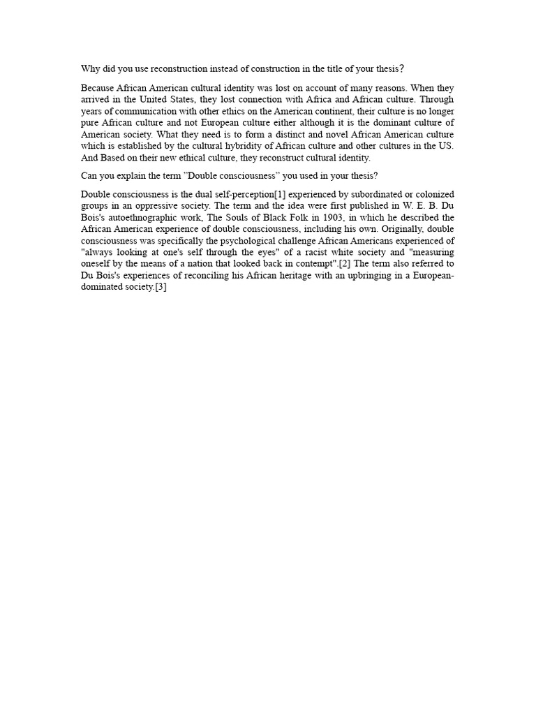 Double Consciousness | PDF