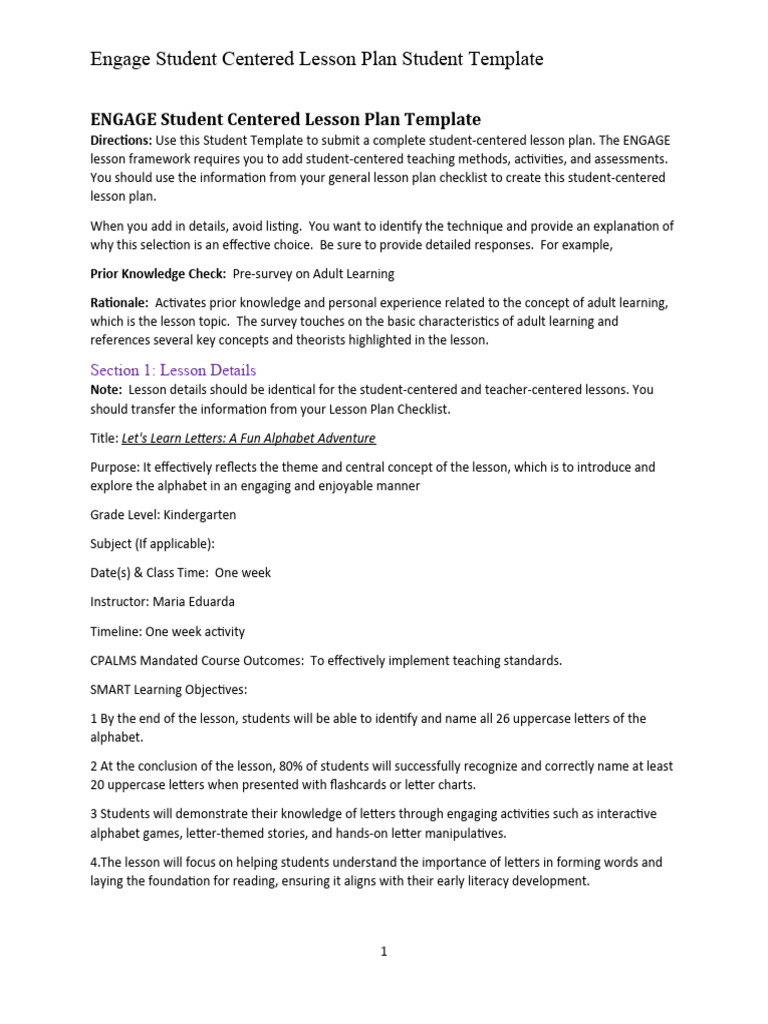 Student-Centered ENGAGE Lesson Plan | PDF | Learning | Teaching Method