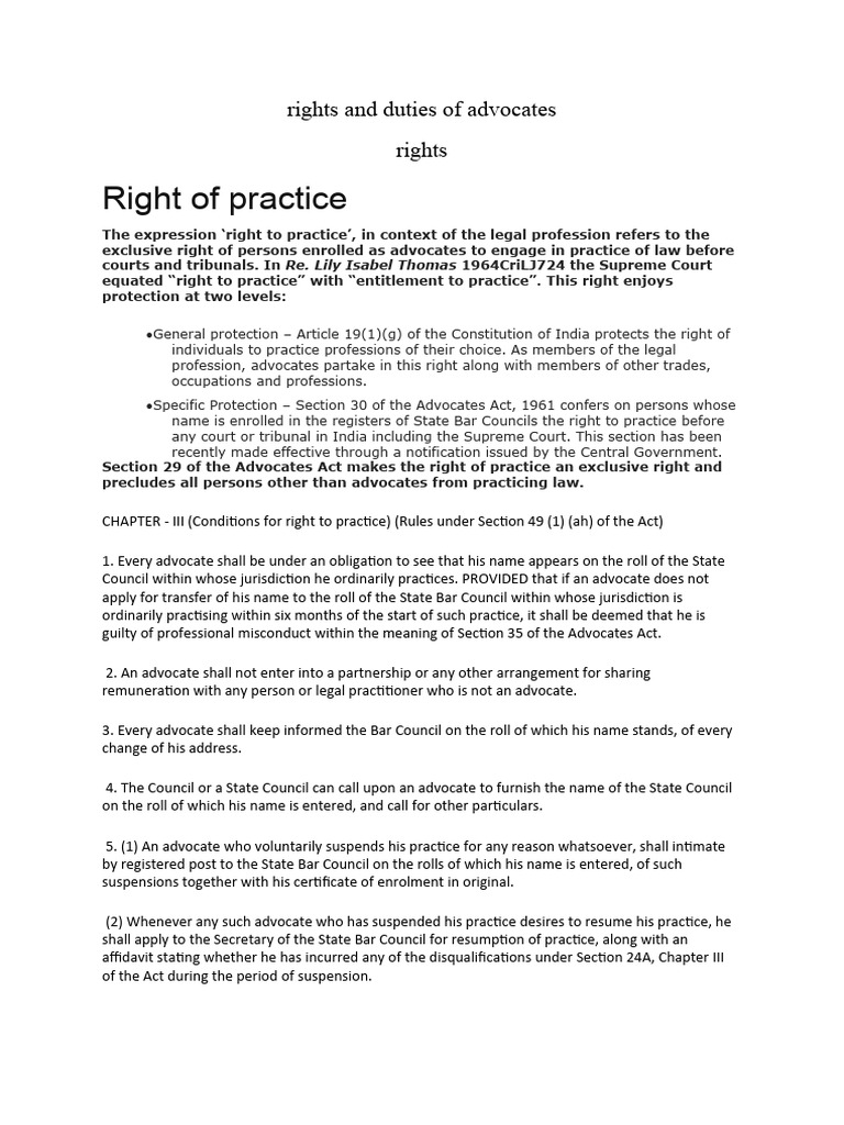 Advocates' Rights and Duties | PDF | Advocate | Attorney–Client Privilege