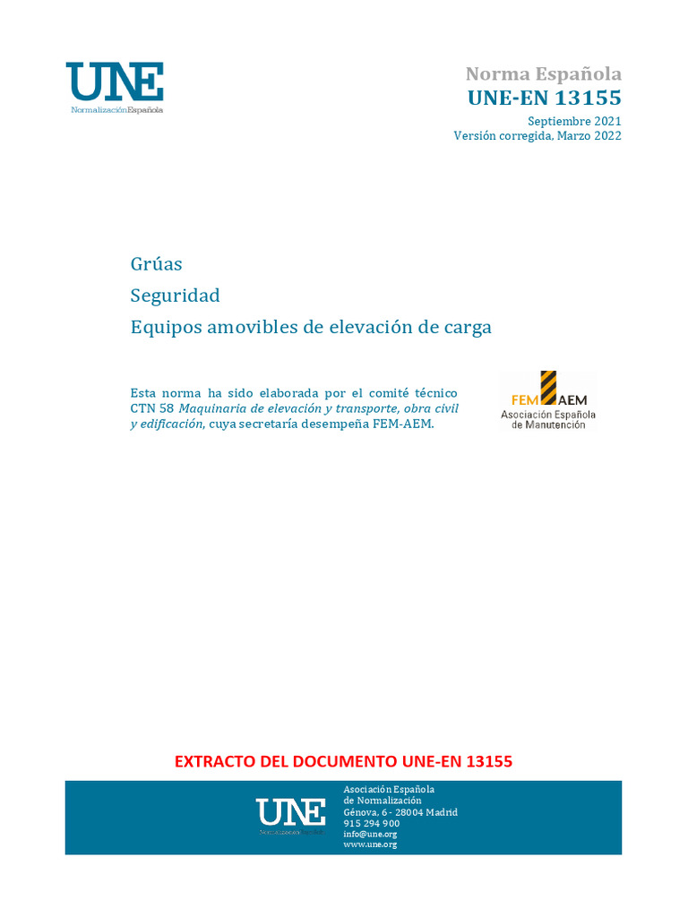 (Ex) Une-En 13155 2021 | PDF | Acero | Acero estructural (Ex) Une-En 13155 2021 | PDF | Acero | Acero estructural