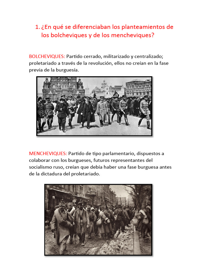 Diferencias entre bolcheviques y mencheviques | PDF