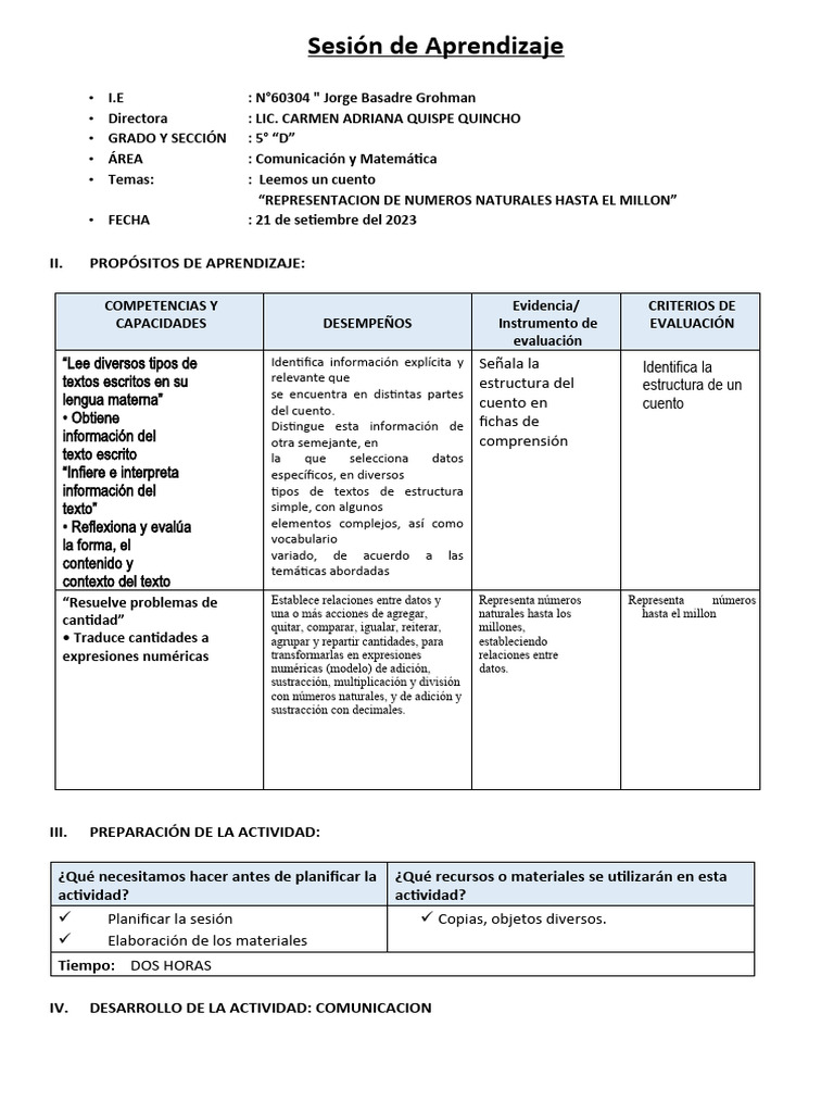 Sesión de Aprendizaje Jueves 21 Leemos Cuentos | PDF | Aprendizaje