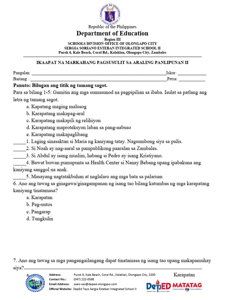 PT Araling-Panlipunan-2 Q4 | PDF