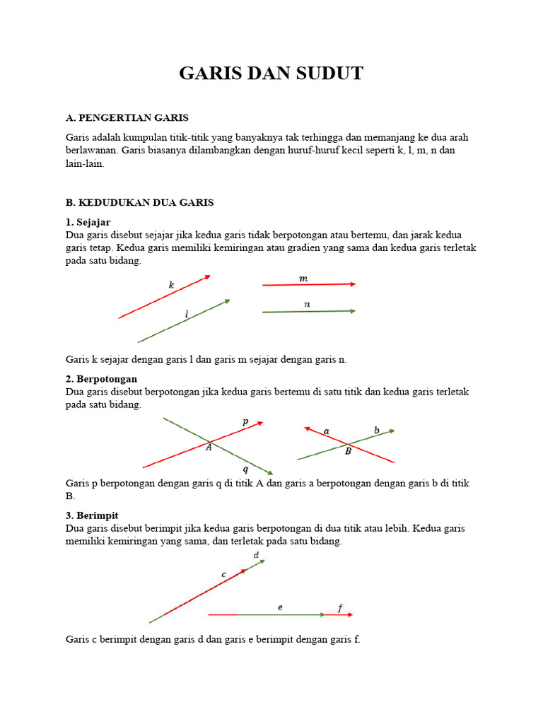 GARIS DAN SUDUT Kelas 7 | PDF
