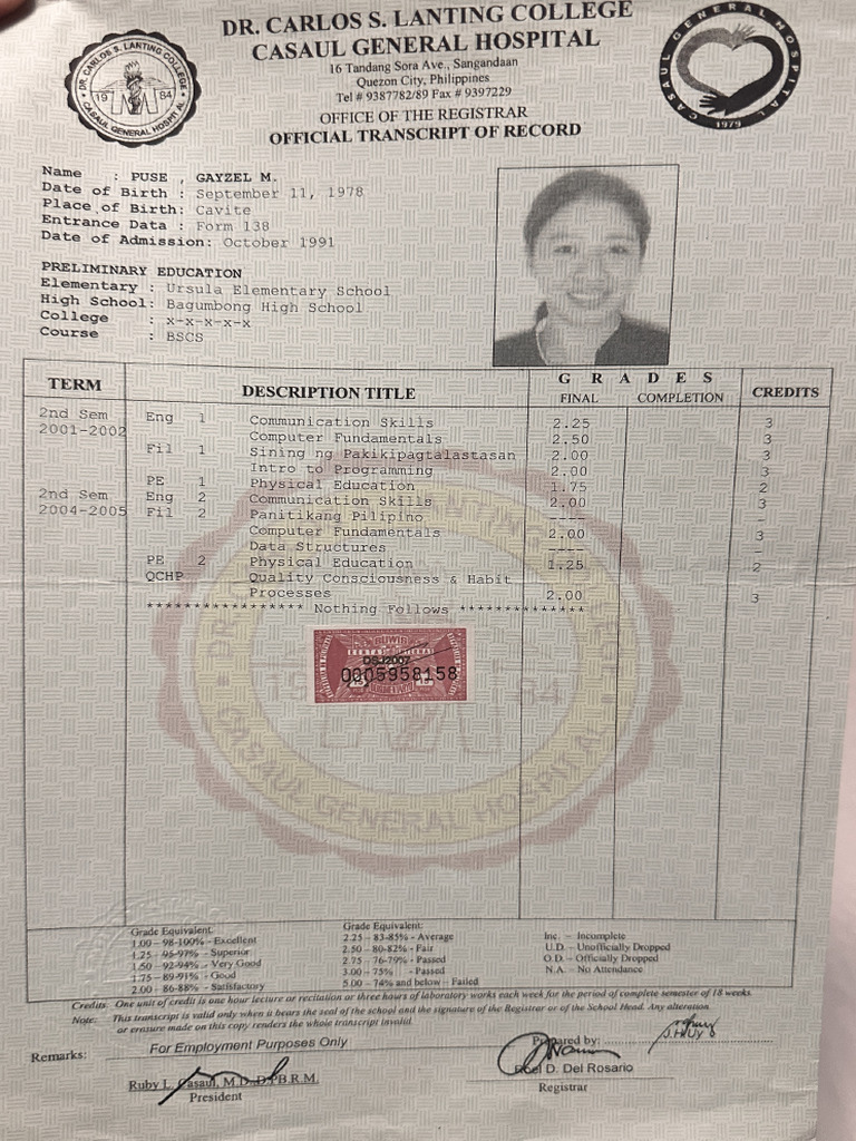 College Transcript | PDF